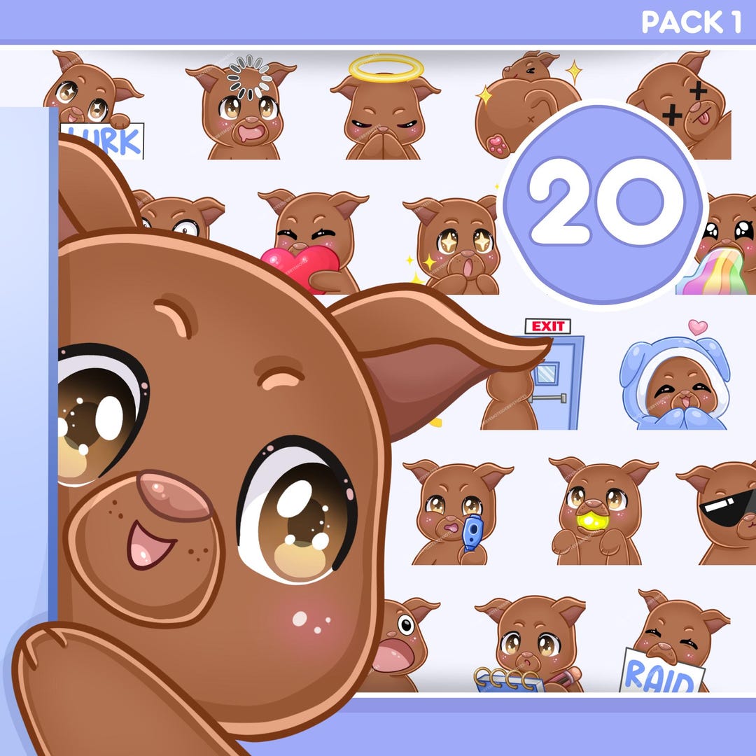 Dog Emotes, Pitbull Emotes 20 Pcs for Twitch, Discord, Tiktok and Any ...