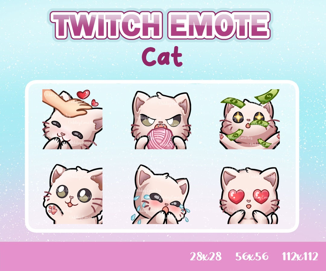 Twitch Cat Emotes 6 Pack White Cat Emotes for Twitch Discord and ...