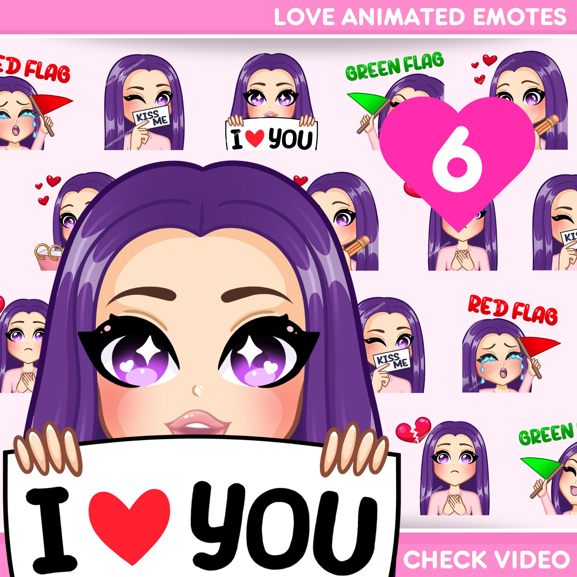 Love Animated Emotes, 6 Pcs Girl Emotes for Twitch and Any Stream and ...
