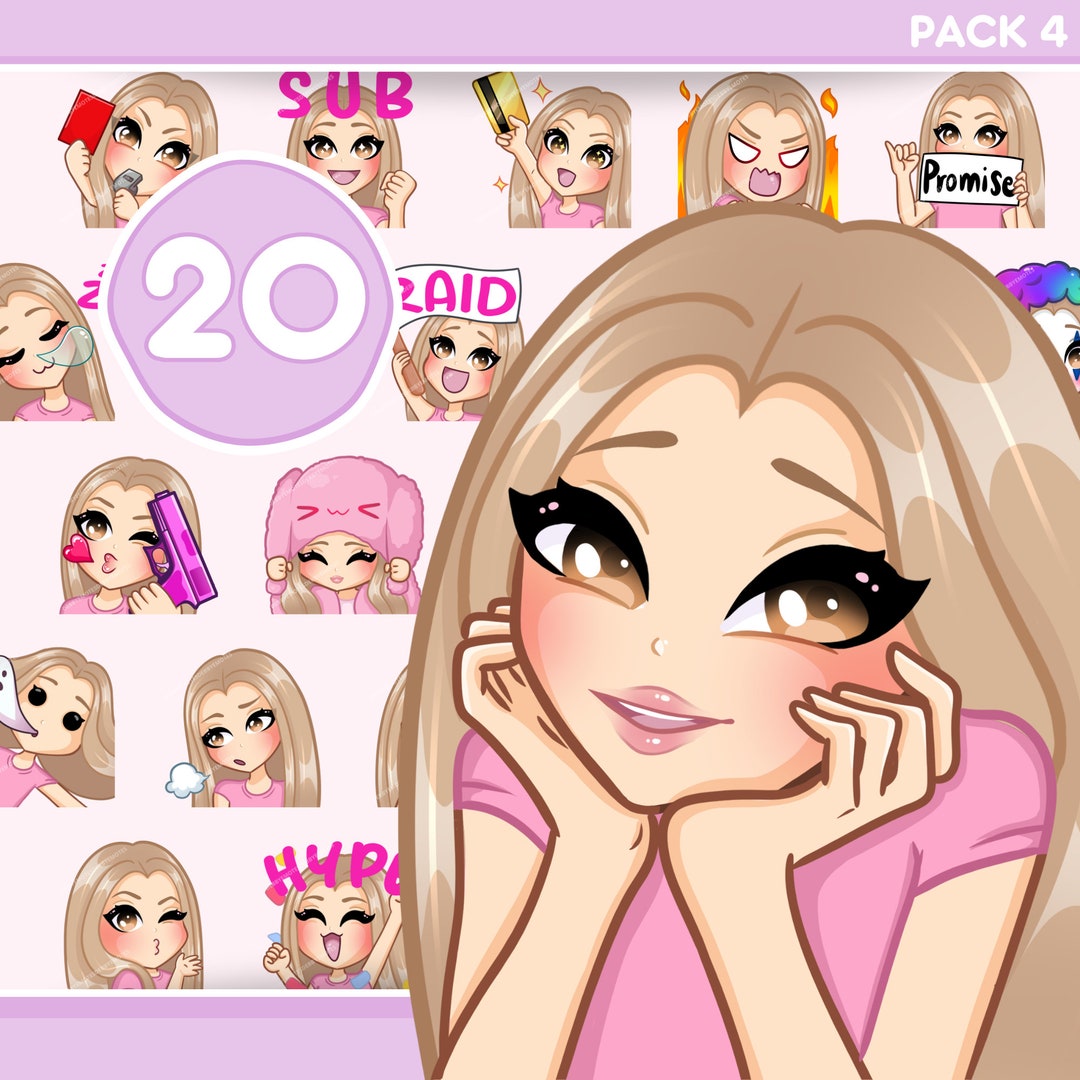 Twitch Girl Emotes, Bundle 20 Pcs for Discord, Youtube, Kick and Any ...