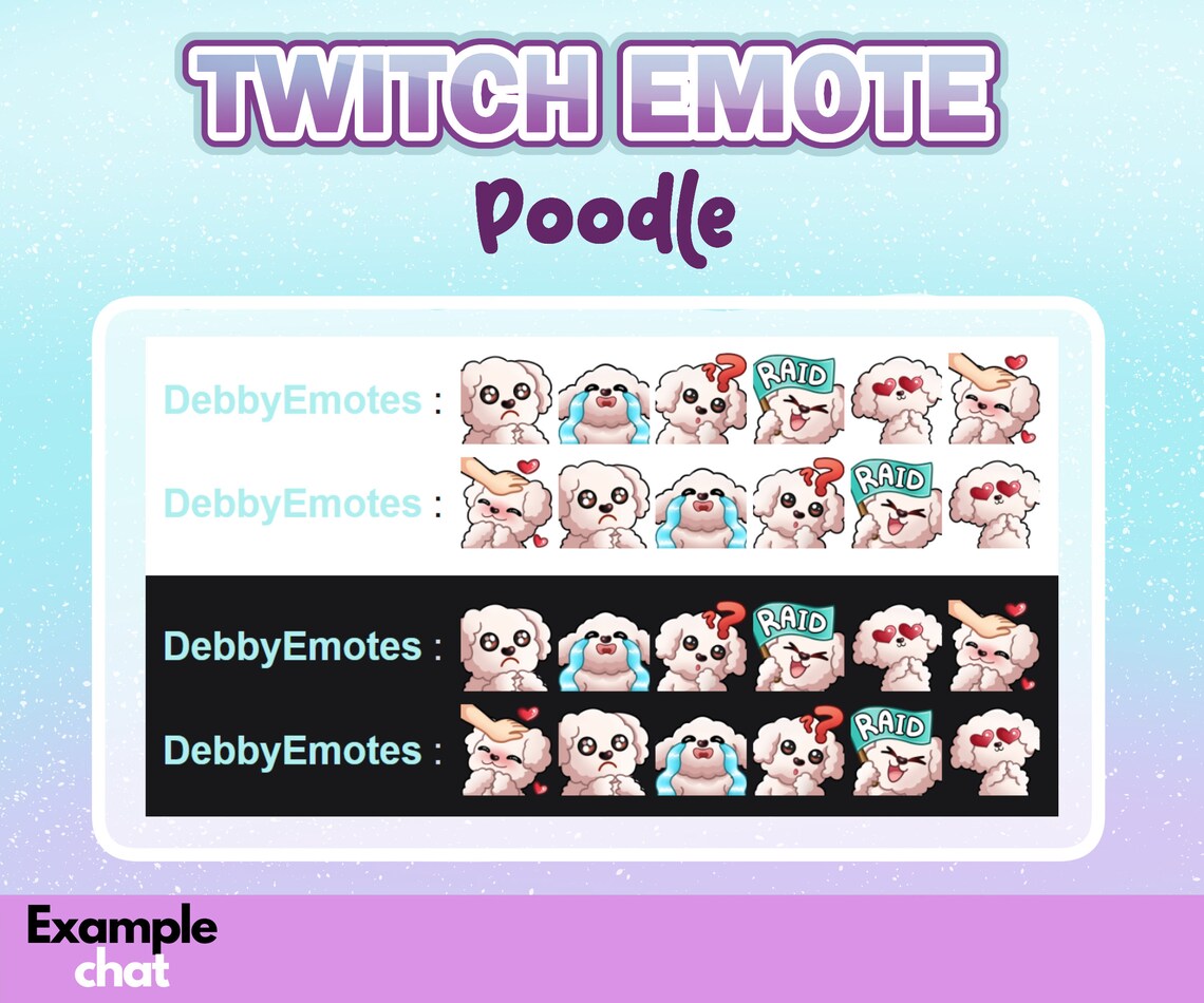Dog Emotes for Twitch 6 Pack Emotes Poodle Dog - Etsy
