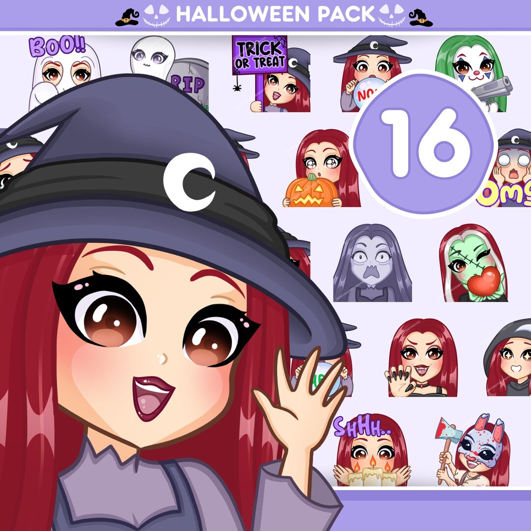 Twitch Witch Emotes 16 Pcs Halloween Bundle for Discord and Any Stream ...