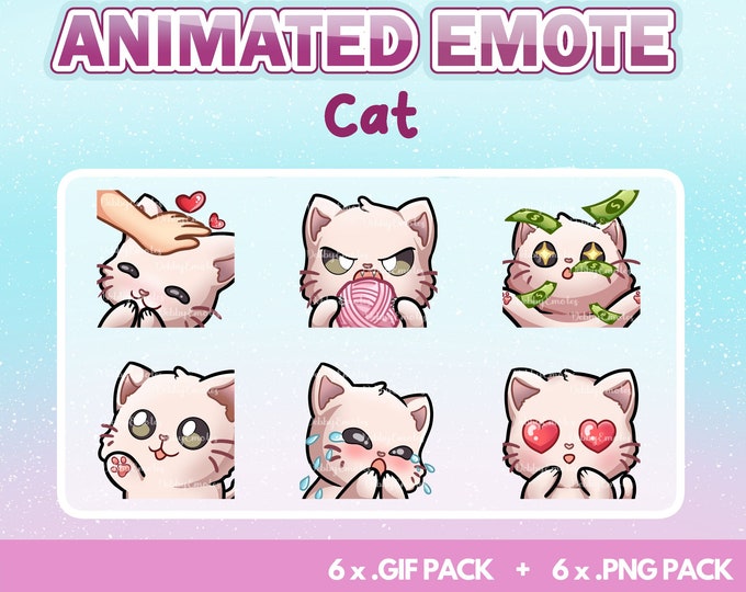 Cute Cat Emotes for Twitch | Youtube | Discord | Kawaii | Stream ...