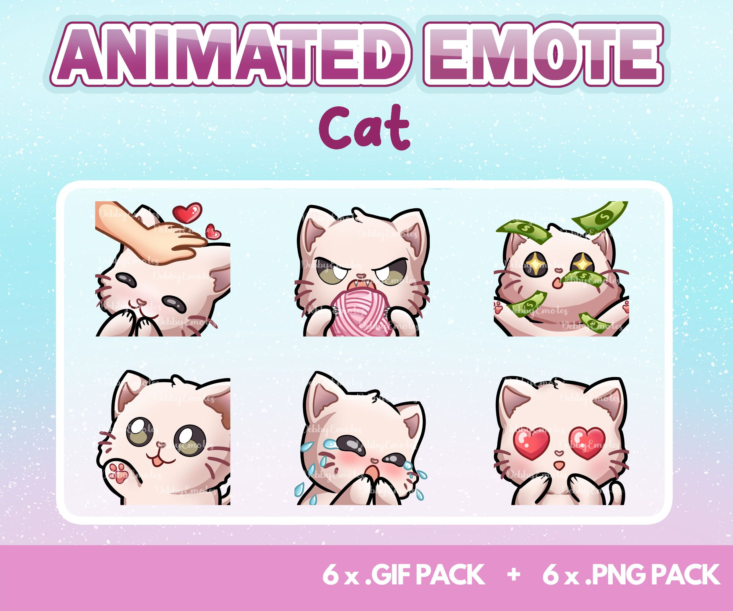 Animated Twitch Cat Emote White Cat Emote for Twitch, Discord and ...