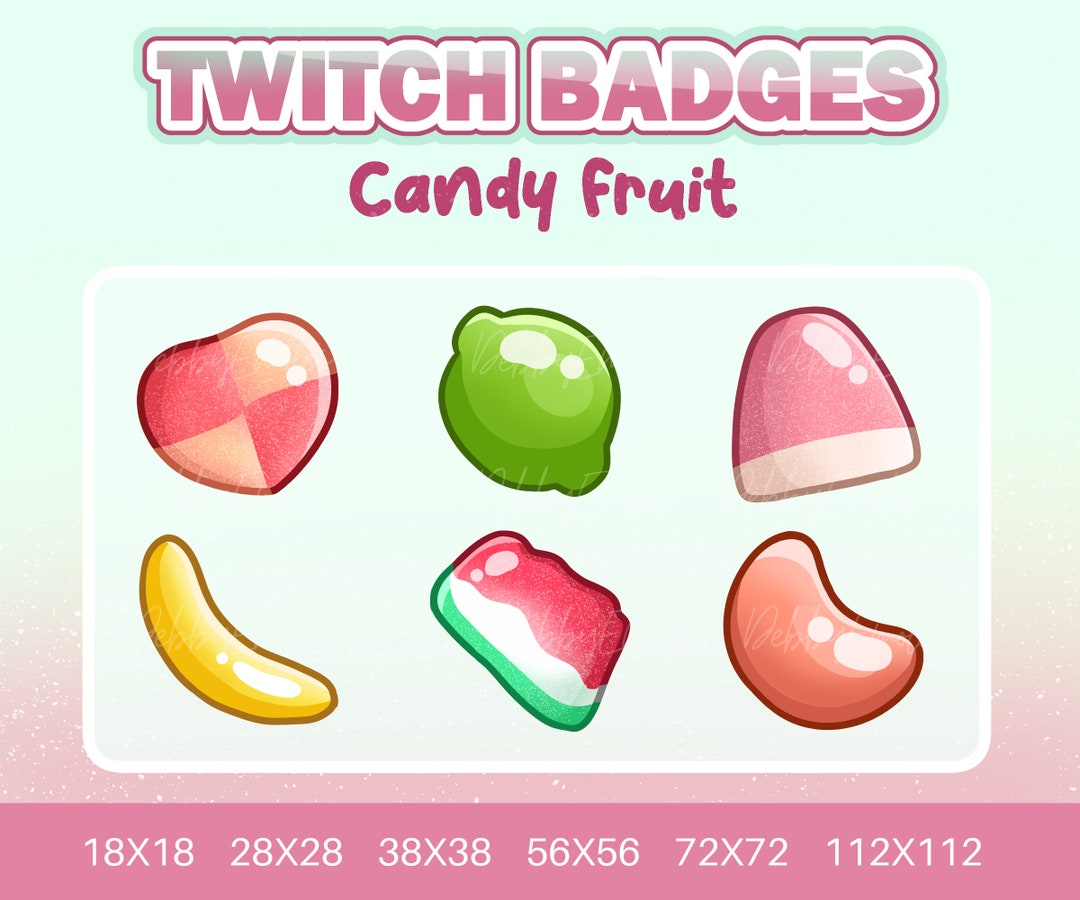Twitch Sub Bit Badges Cute Candy Fruit Badge - 6 Sub/bit Badge Pack - Etsy