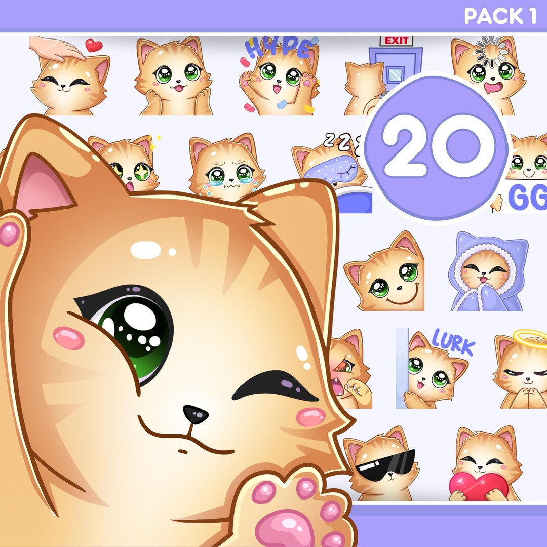 Cat Emotes, 20pcs Red Cat Emote for Twitch, Discord, Tiktok and Any ...