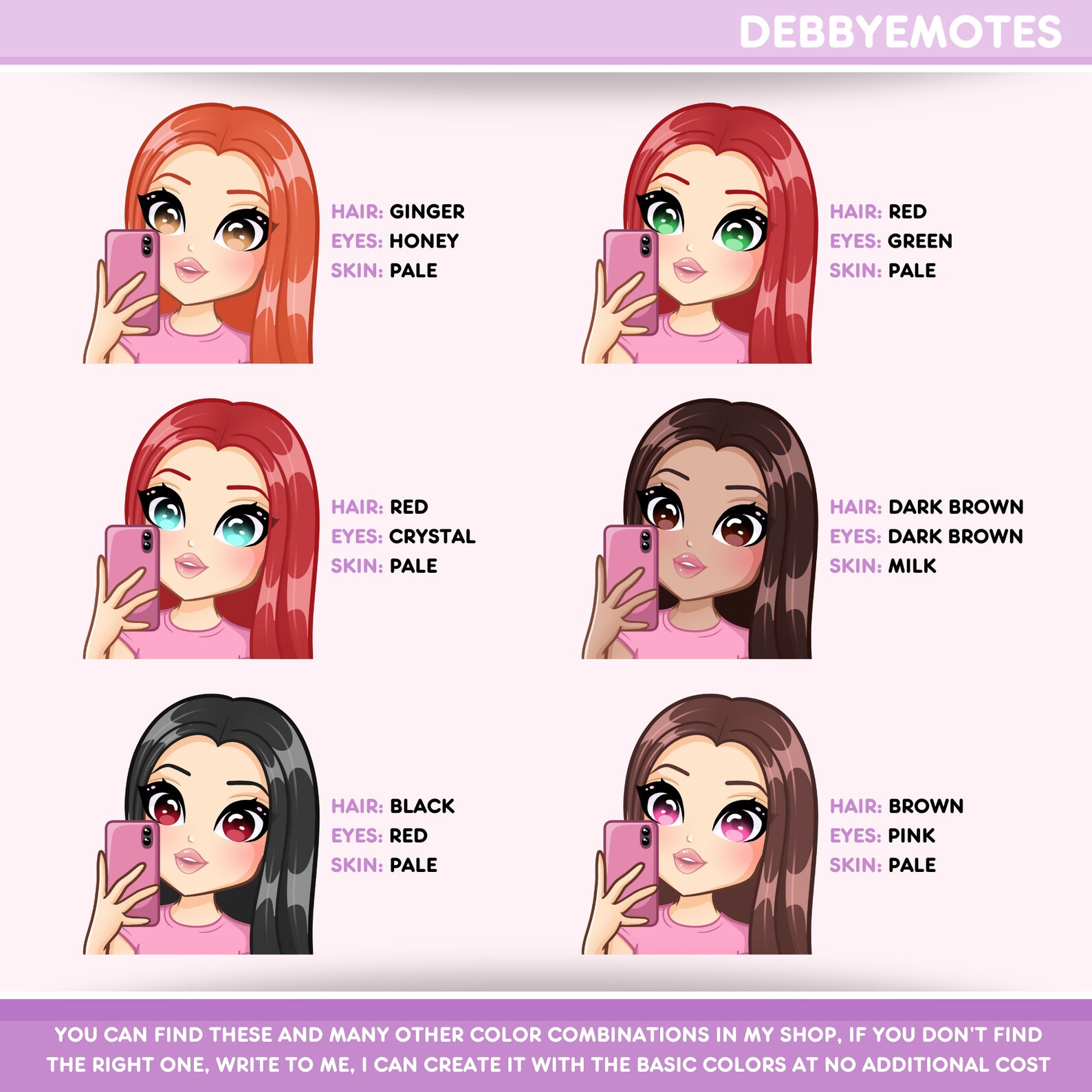 Chibi Girl Twitch Emotes, Bundle 20 Pcs for Discord, Kick and Any ...