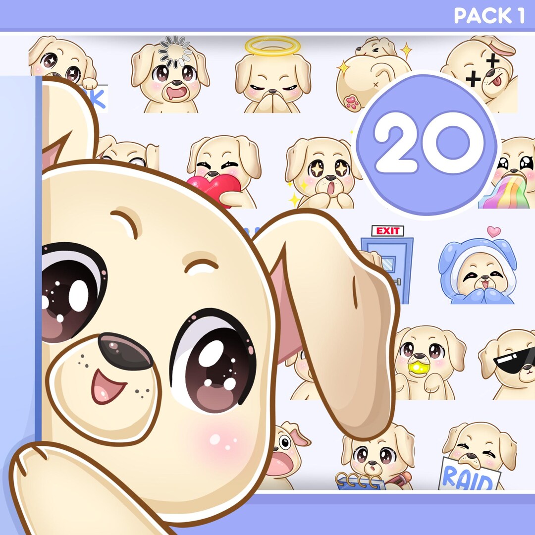 Labrador Dog Emotes, Cute Chibi Stream Chat (20 Pcs) [labrador Retriver ...