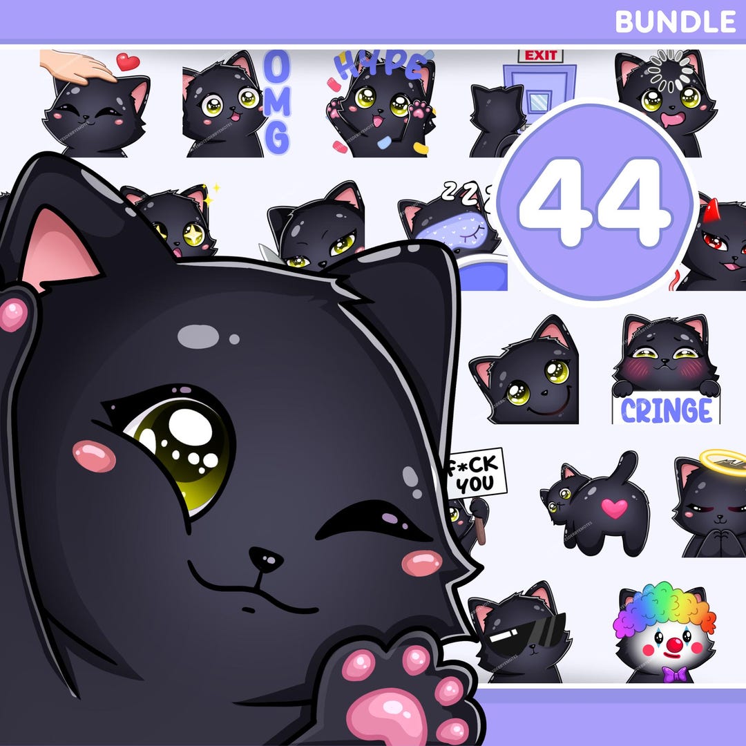 Emote Gatto Nero, 44 Emote Gatto per Twitch, Discord, Tiktok E ...