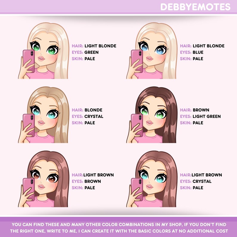 Chibi Girl Twitch Emotes, Bundle 20 Pcs for Discord, Youtube and Any ...