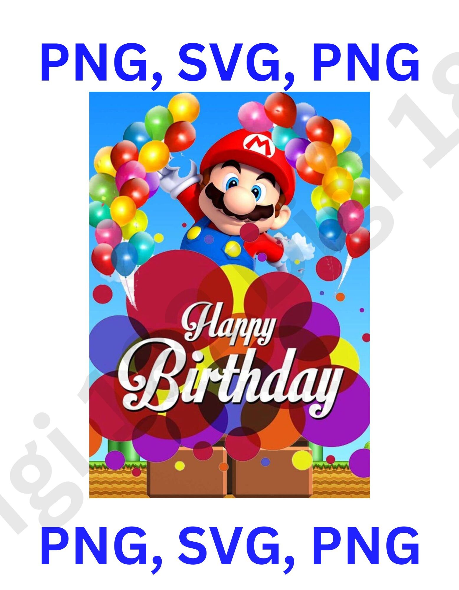 Super Mario/ Happy Birthday SVG PNG Jpg/happy - Etsy
