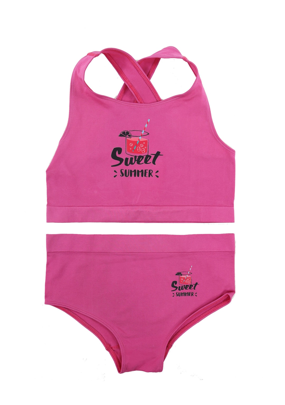 Pink 2 Pieces Swimsuit, Girl Pink Bikini, Sweet Summer Pink Swimsuit ...
