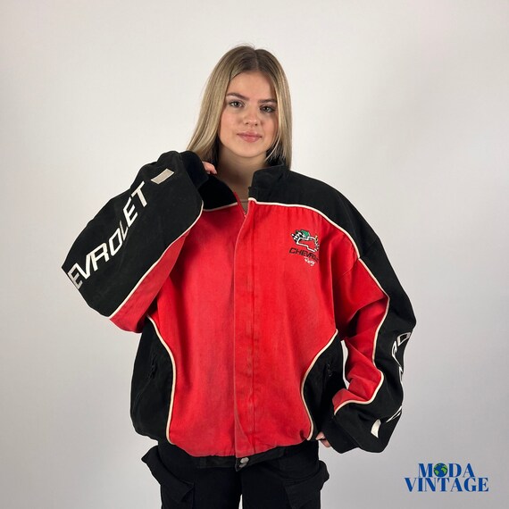 Vintage Black & Red NASCAR Chevrolet Racing Jacket - Gem