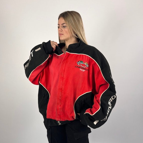 Vintage Black & Red NASCAR Chevrolet Racing Jacket - Gem