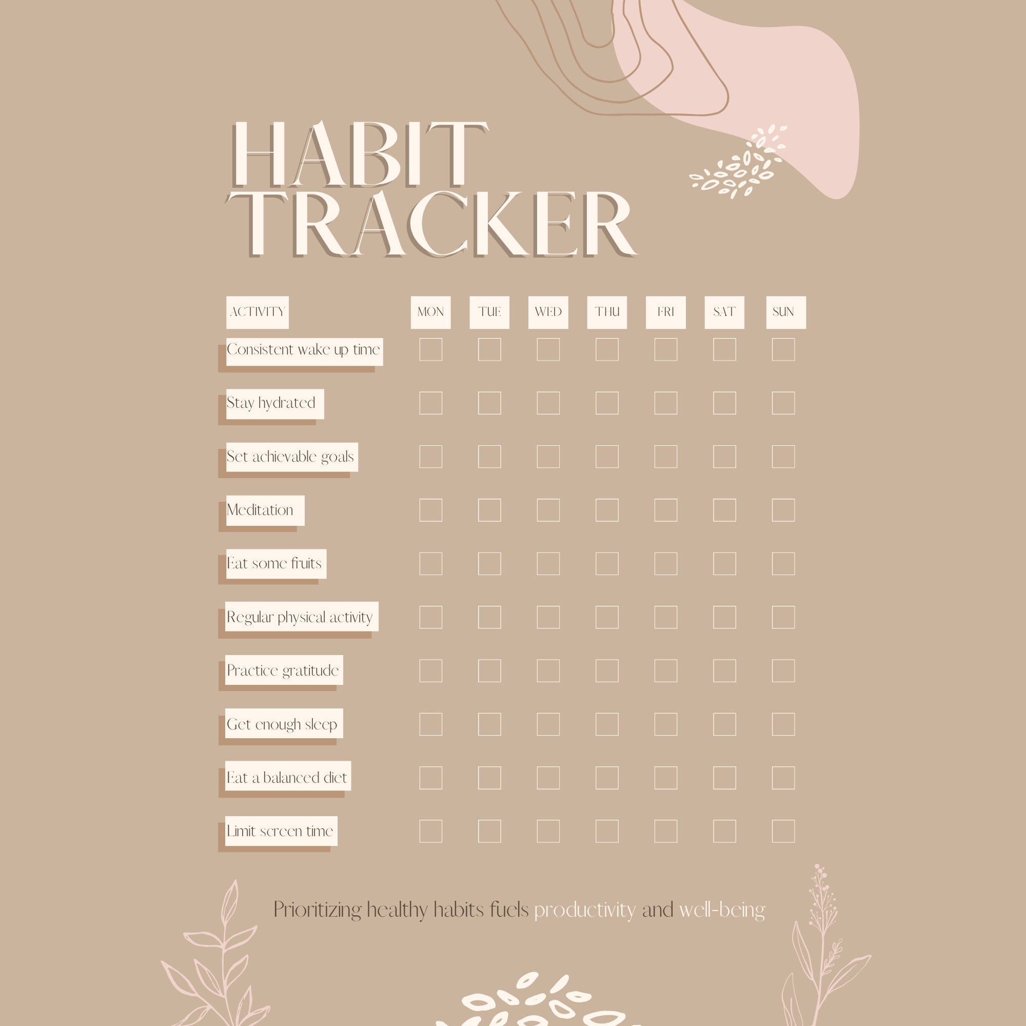 Minimal Aesthetic Printable Habit Tracker: Boost Productivity & Stay ...