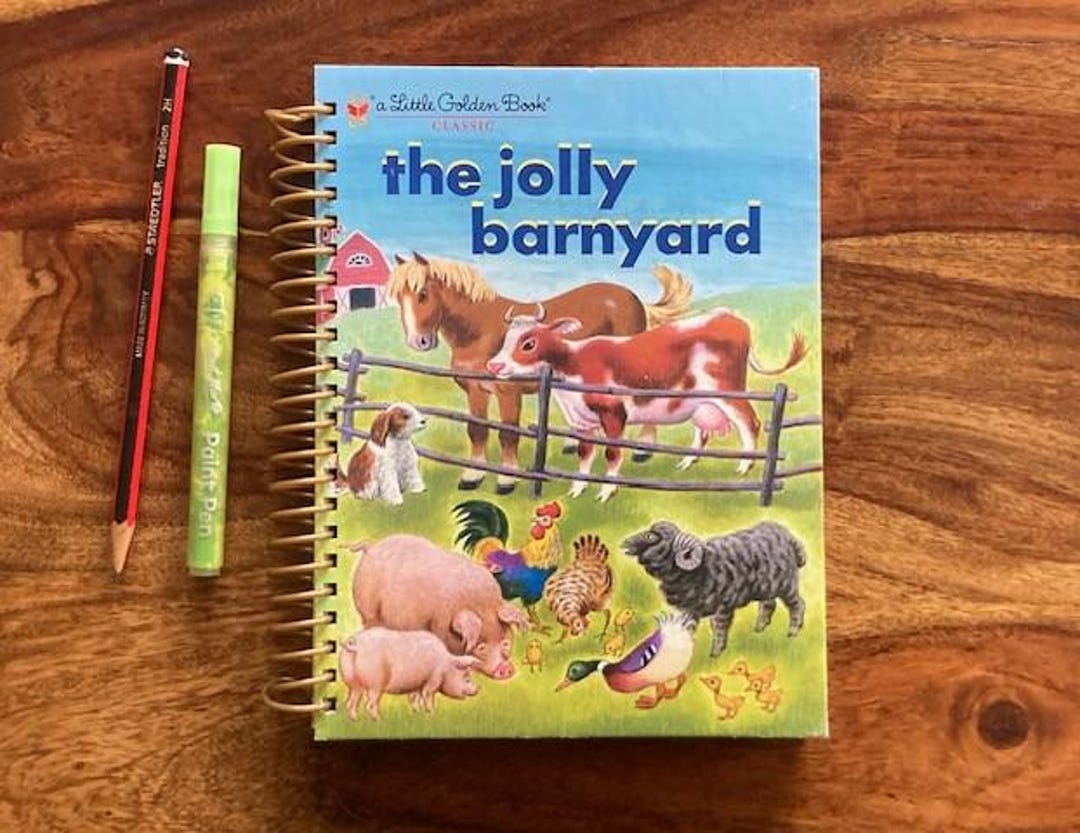 The Jolly Barnyard Little Golden Book Journal, Repurposed Handmade ...