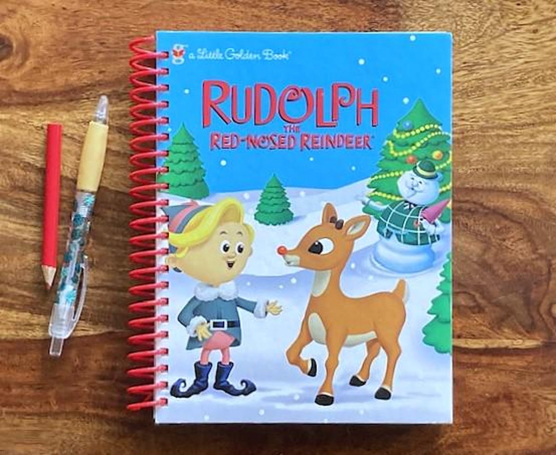 Rudolph the Red Nosed Reindeer Little Golden Book Journal, Repurposed ...