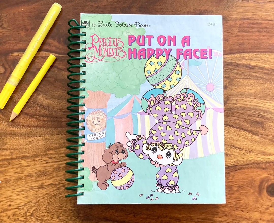 Put on a Happy Face Little Golden Book Journal, Handmade Spiral ...