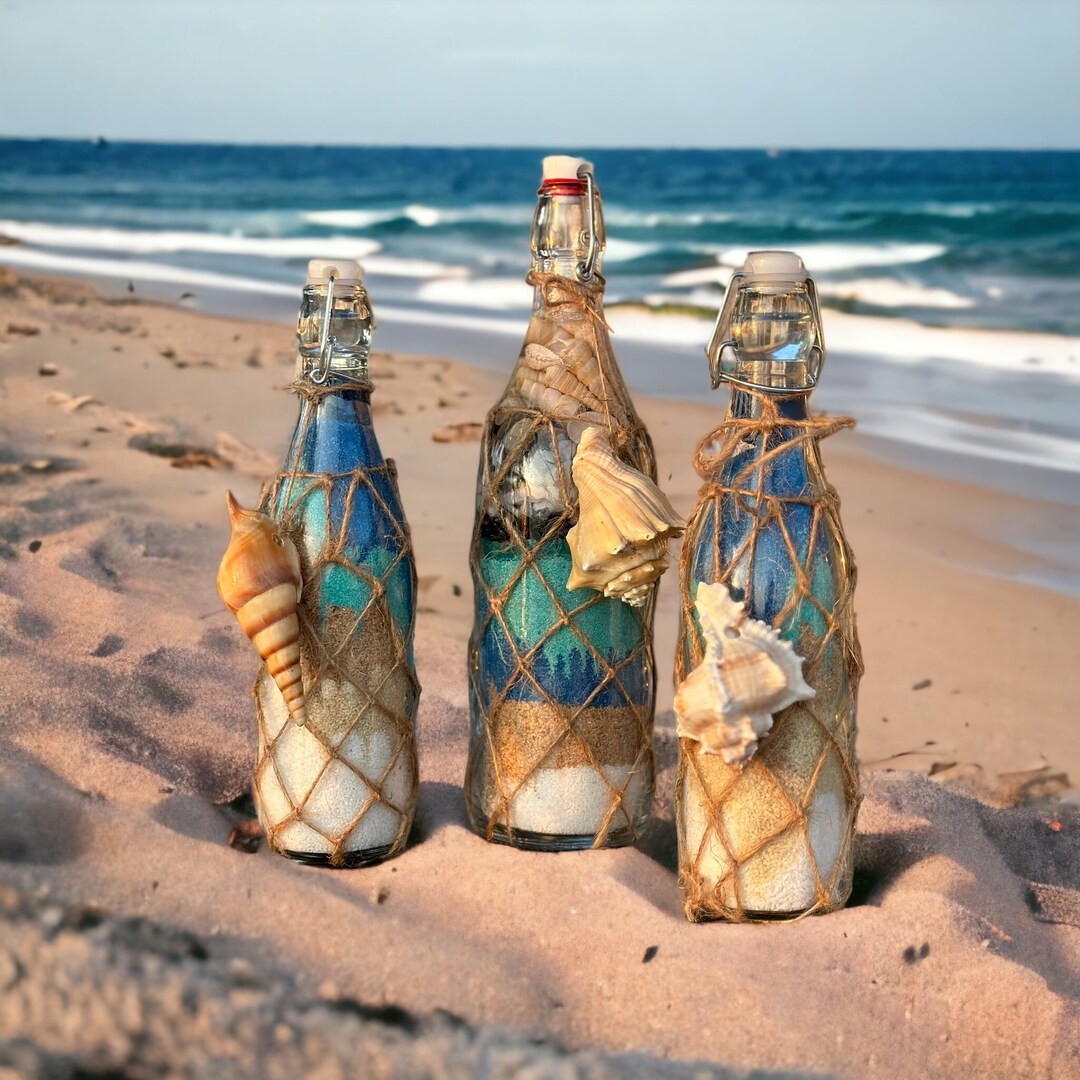 Coastal Sand and Seashell Bottles - Etsy