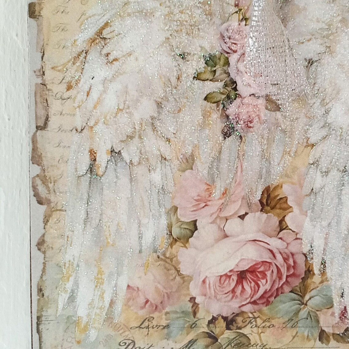 Shabby Chic / Angel Wing Sign / Pink Roses / Wall Decor / Farmhouse ...