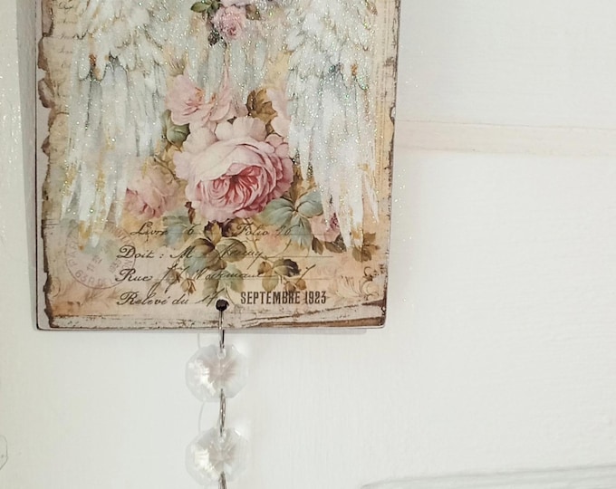 Shabby Chic / Angel Wing Sign / Pink Roses / Wall Decor / Farmhouse ...