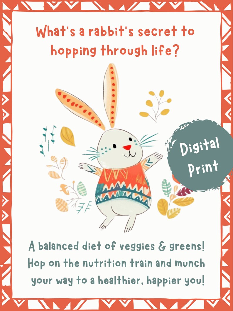 Nutrition Poster Rabbit Digital Print Educational Posters FCS Classroom ...