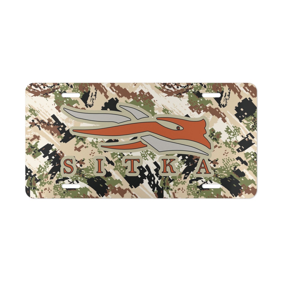 Custom Camo Vanity Plate in Sitka Sub Alpine With Logo - Etsy