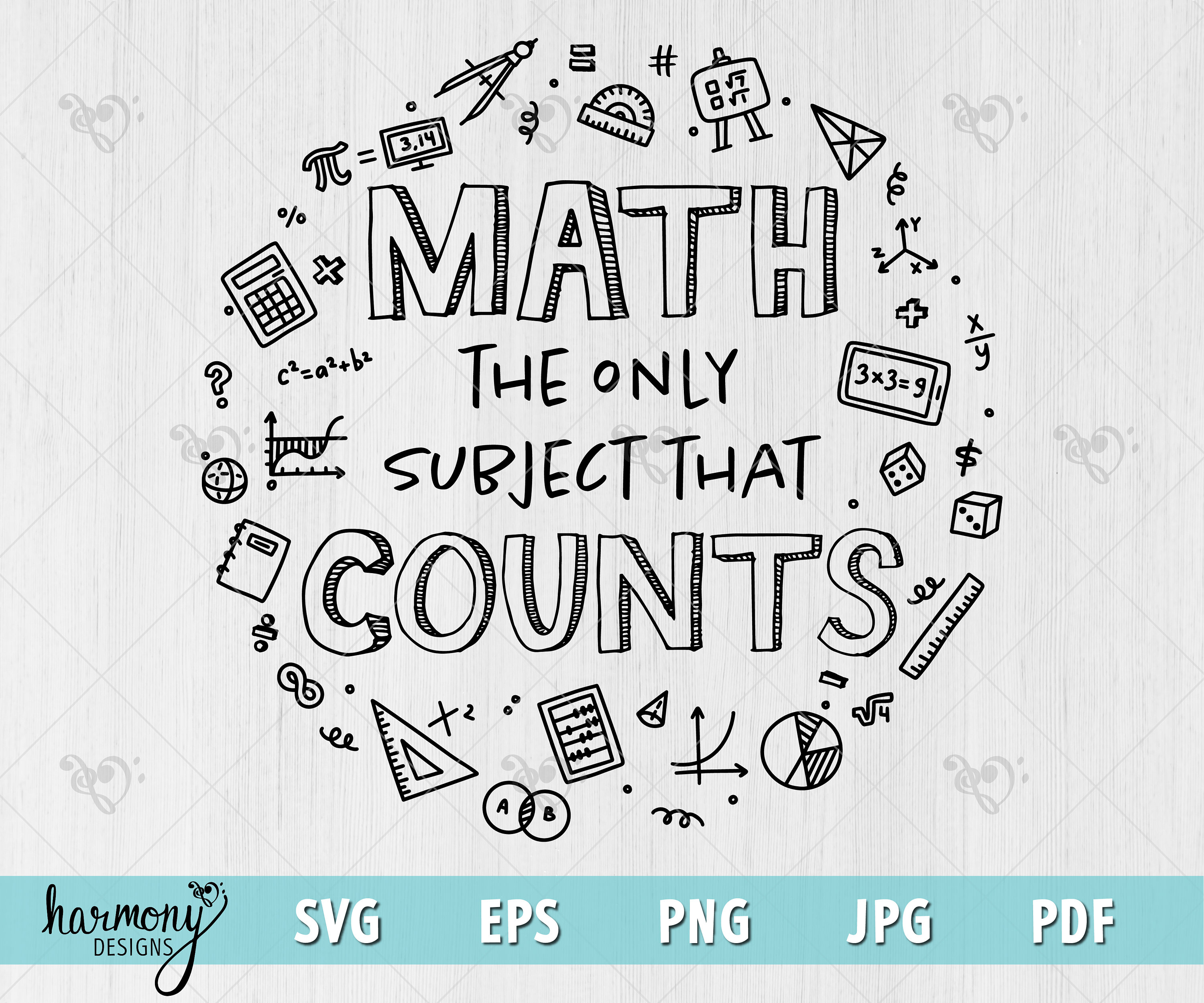 Math Counts Doodle | Math Lover Svg Png | the Only Subject That Counts ...