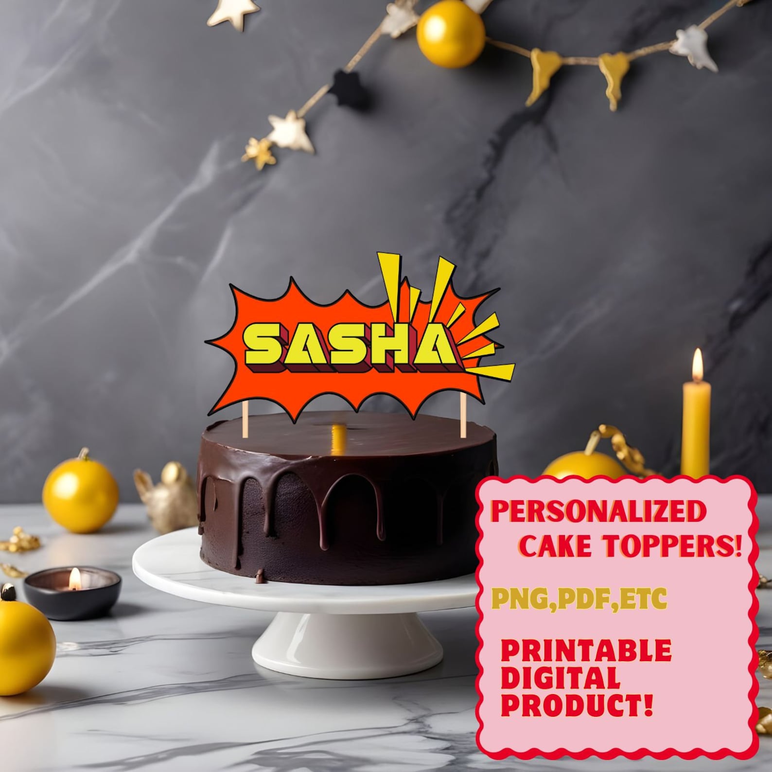 Pop Art Printable Personalized Cake Topper Cake Topper Digital Birthday ...