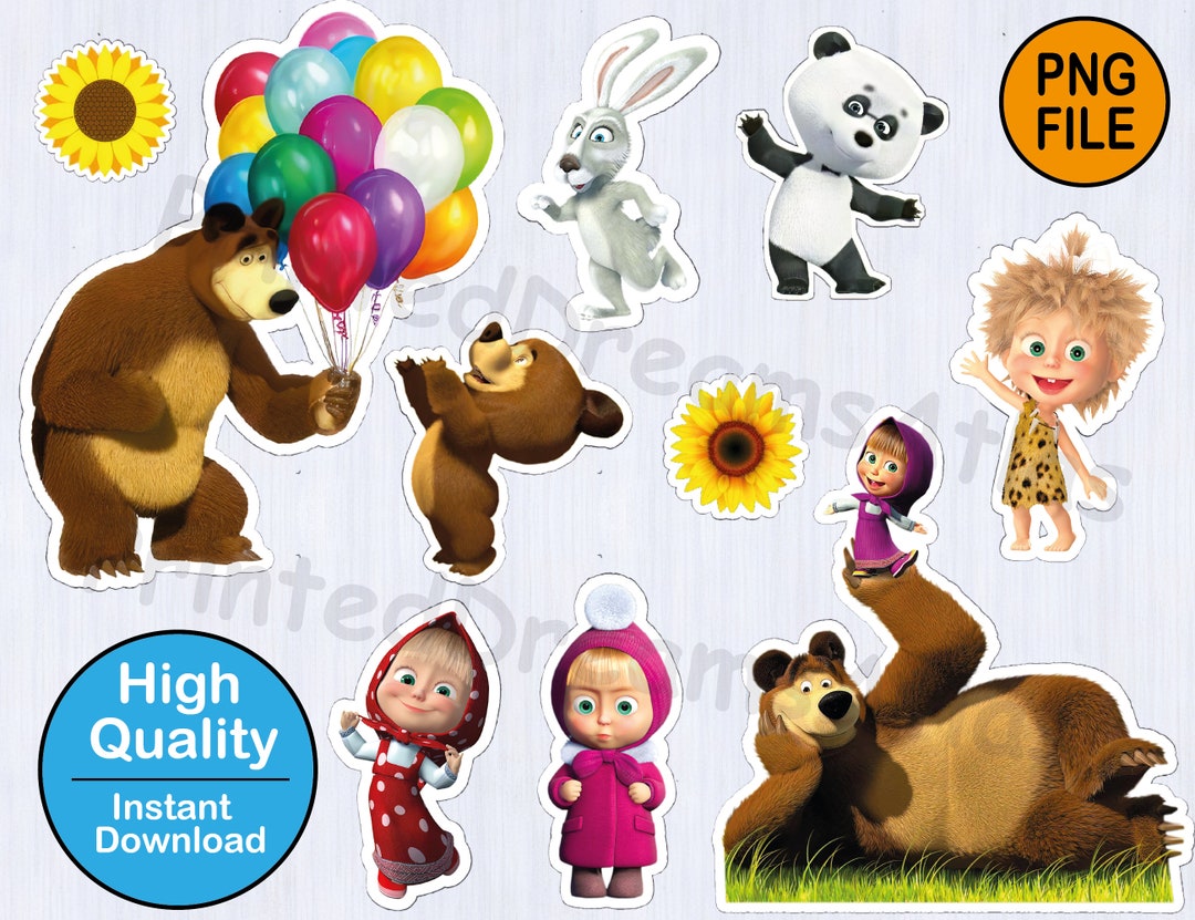 Instant Download - Masha and Bear PNG - Perfect for Digital Crafting ...