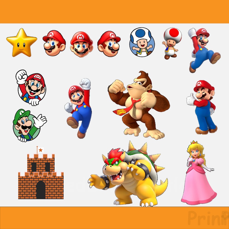 Super Mario Clipart Bundle: PNG, SVG, PDF Files - Etsy