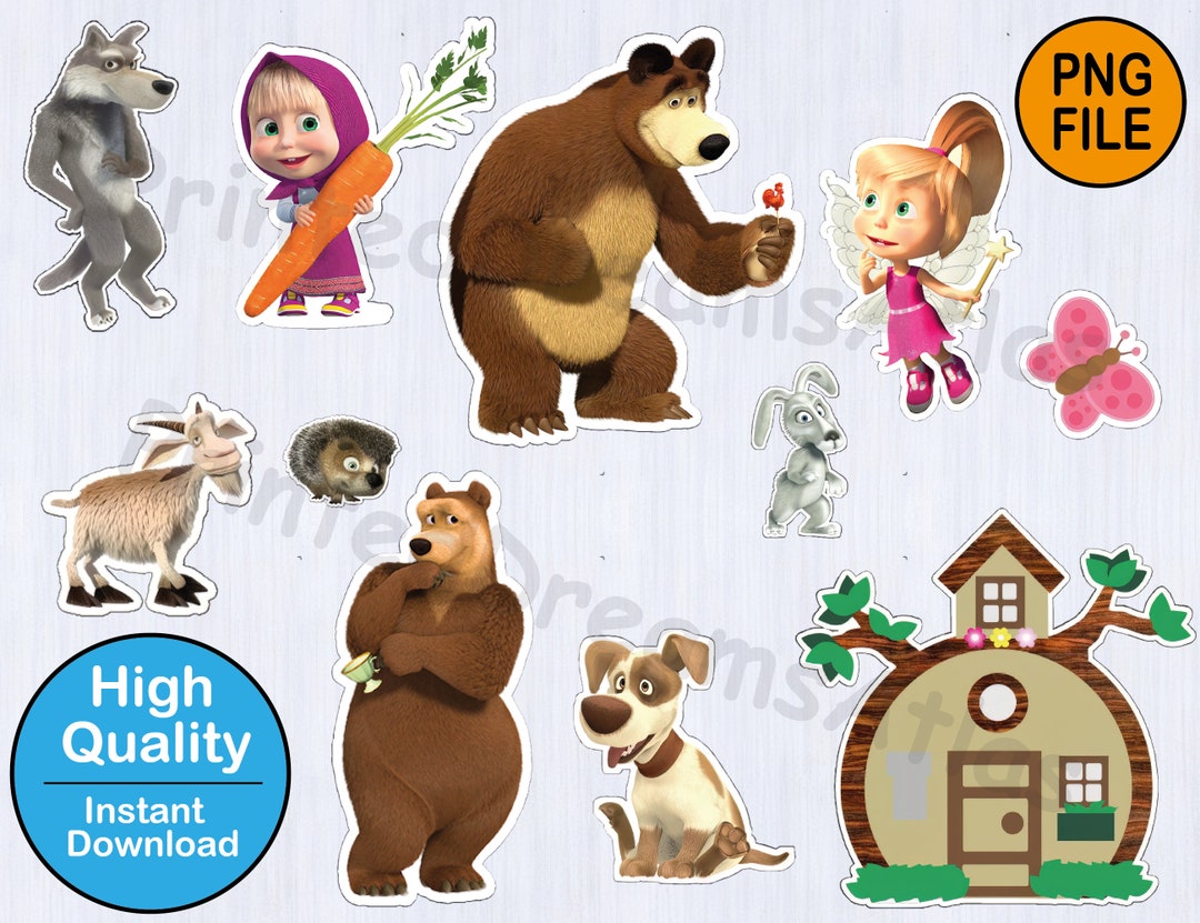 Instant Download - Masha and the Bear Party Supplies, SVG & PNG Files ...