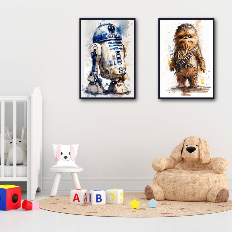 Star Wars Watercolor Poster Set of 8 instant Download, Nursery Art ...