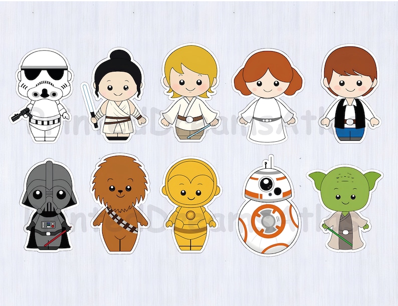Star Wars Cartoon Stickers PNG Set Instant Download Kids - Etsy