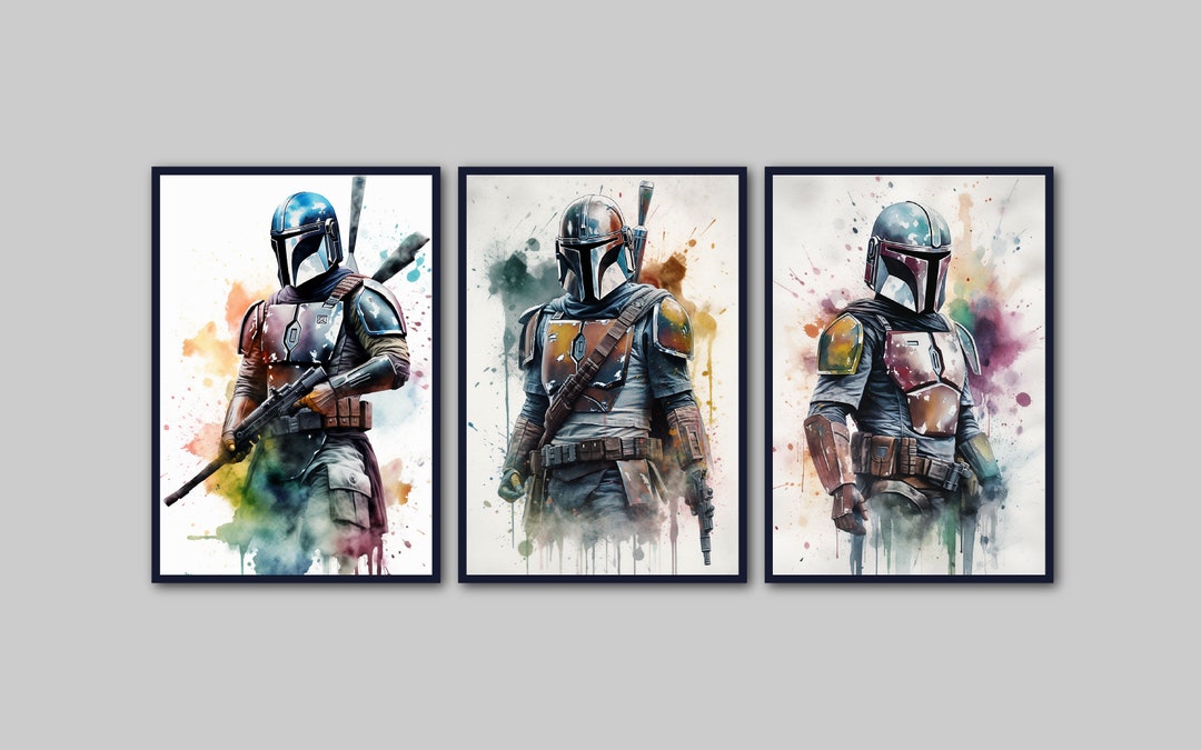 Mandalorian Wall Art Set of 3, Instant Download, Star Wars Art ...