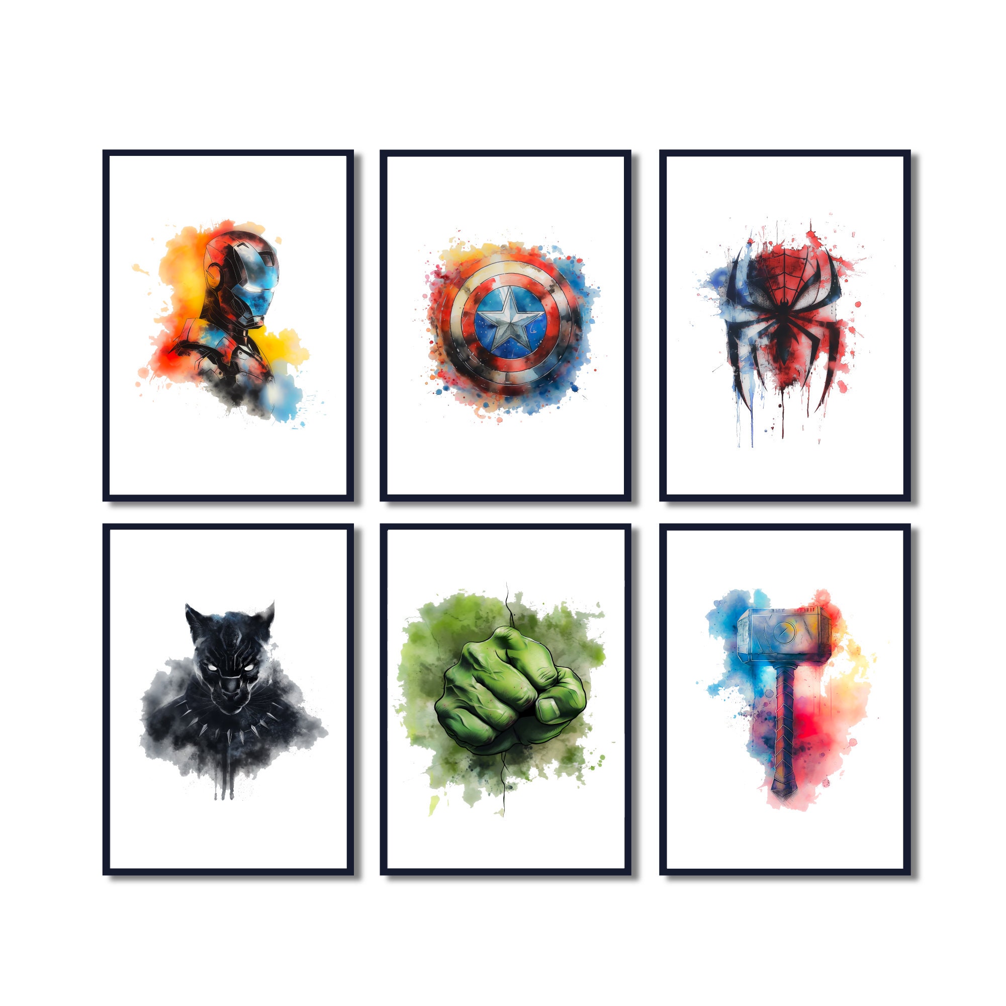 Superhero Logos Set of 6 Superhero Logo Giftsuperhero Symbol Artmarvel ...