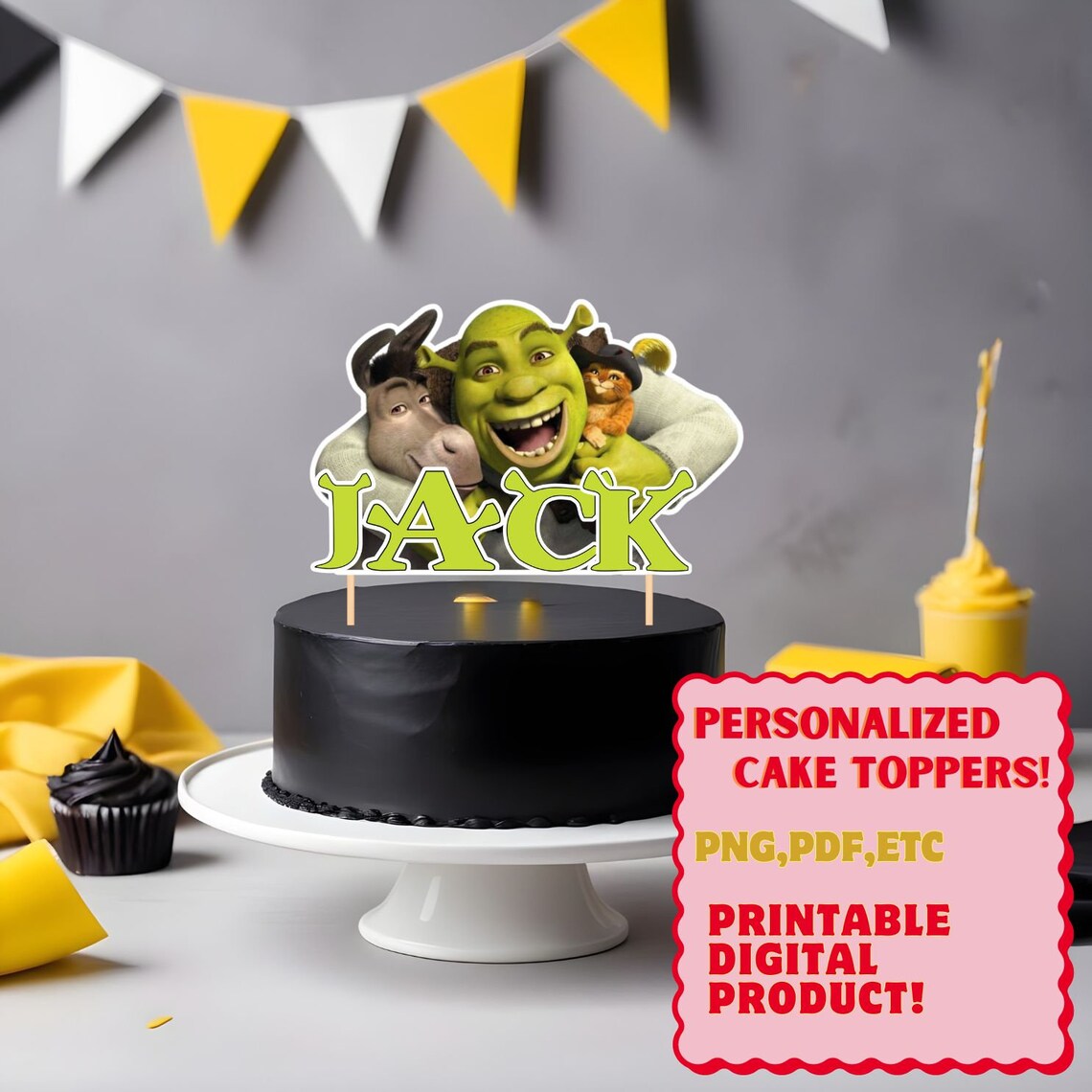 Shrek Printable Personalized Cake Topper shrek Cake Topper Digital ...