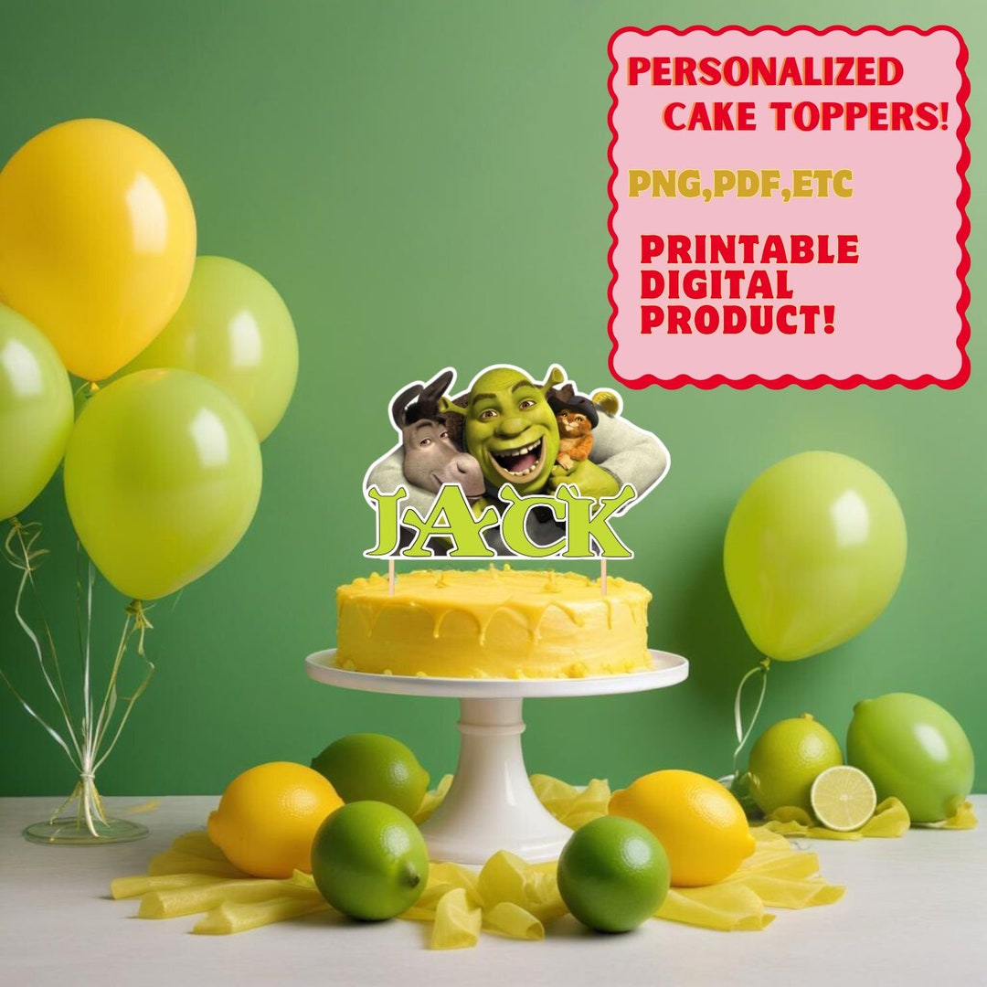 Shrek Printable Personalized Cake Topper shrek Cake Topper Digital ...