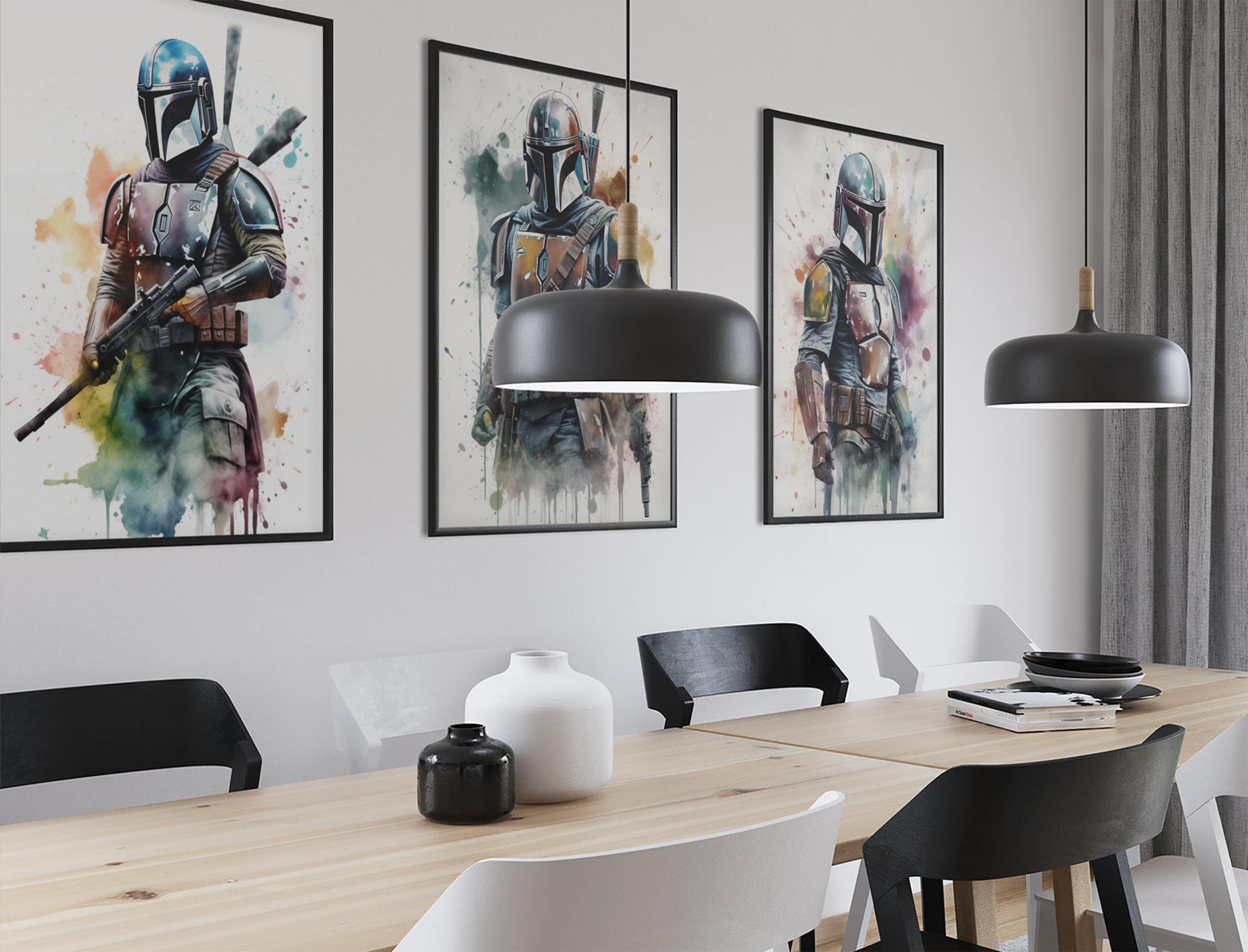 Mandalorian Wall Art Set of 3, Instant Download, Star Wars Art ...