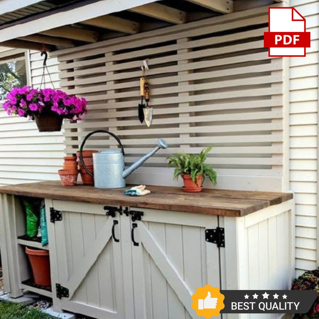 DIY Potting Bench With Hidden Enclosure Download Plan Garden Storage ...