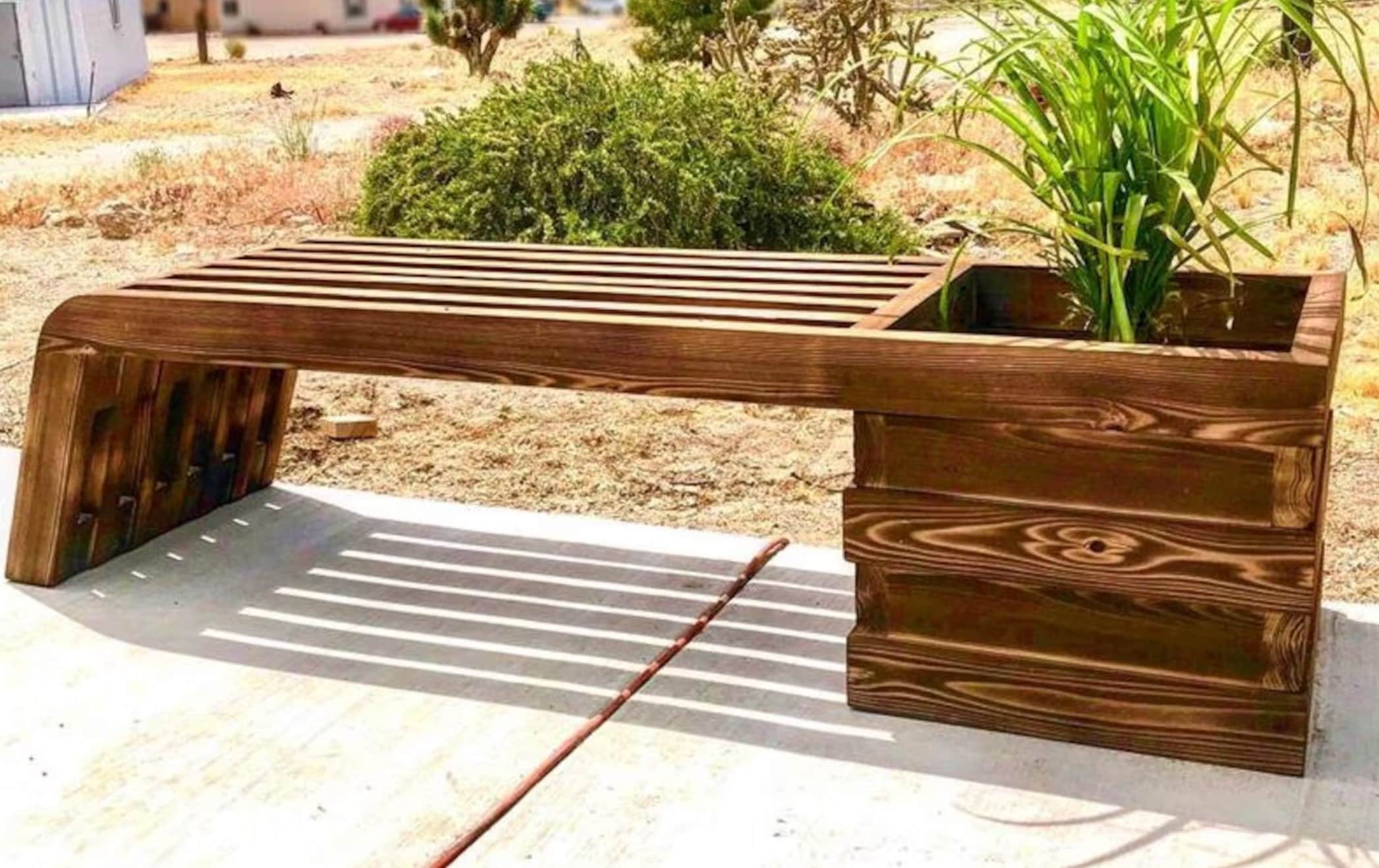 Plan de banc extérieur de jardinière en bois, plans de banc de paysage, chaise de jardin, plans ...