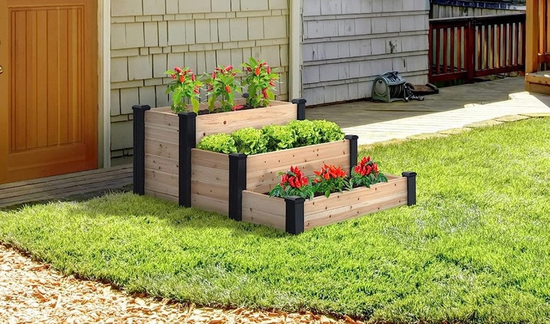 Diy Raised Garden Planter Box 3 Tier Planter Plans Potting Stand Plans Pdf Download Etsy
