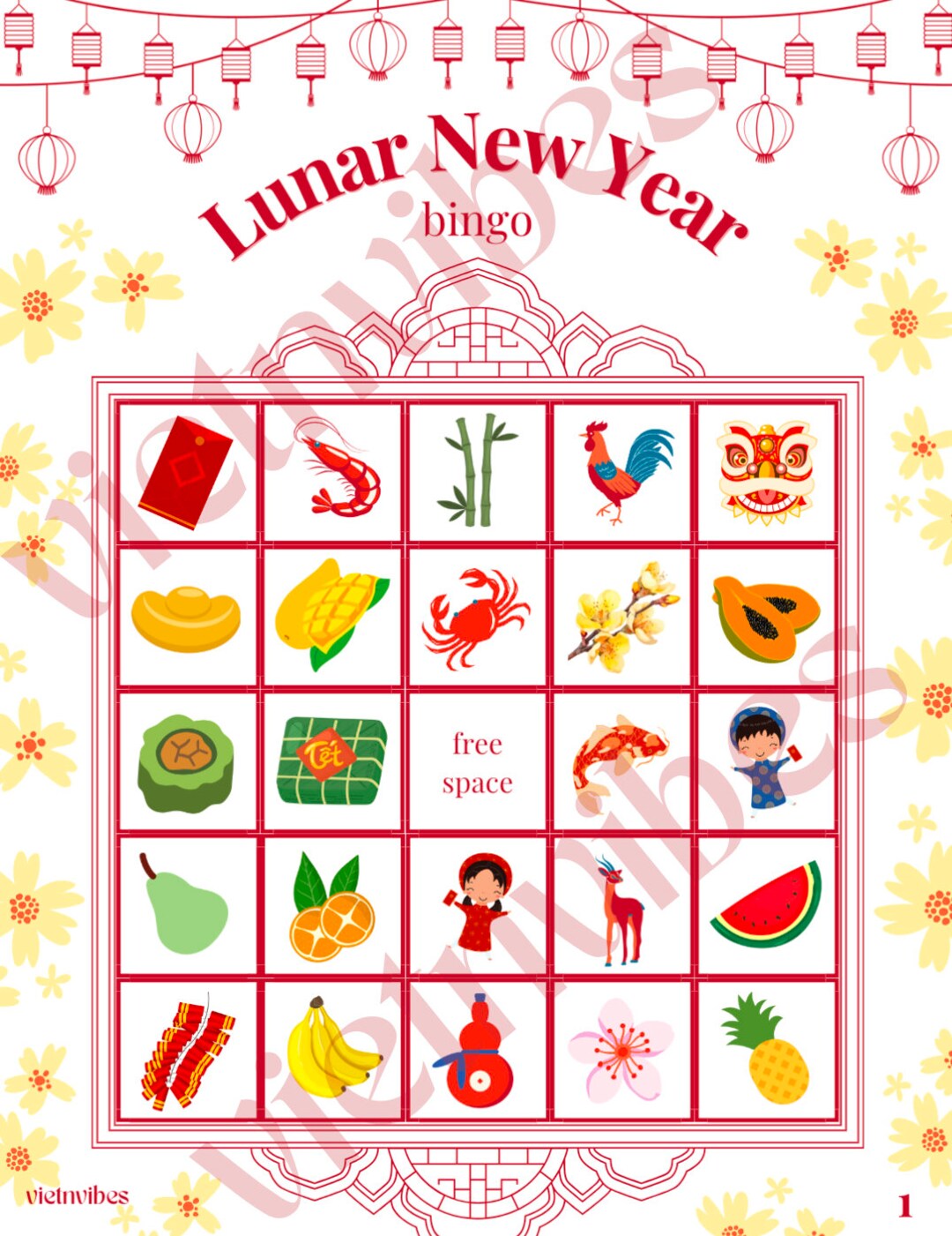 Lunar New Year - Tet Bingo - Etsy