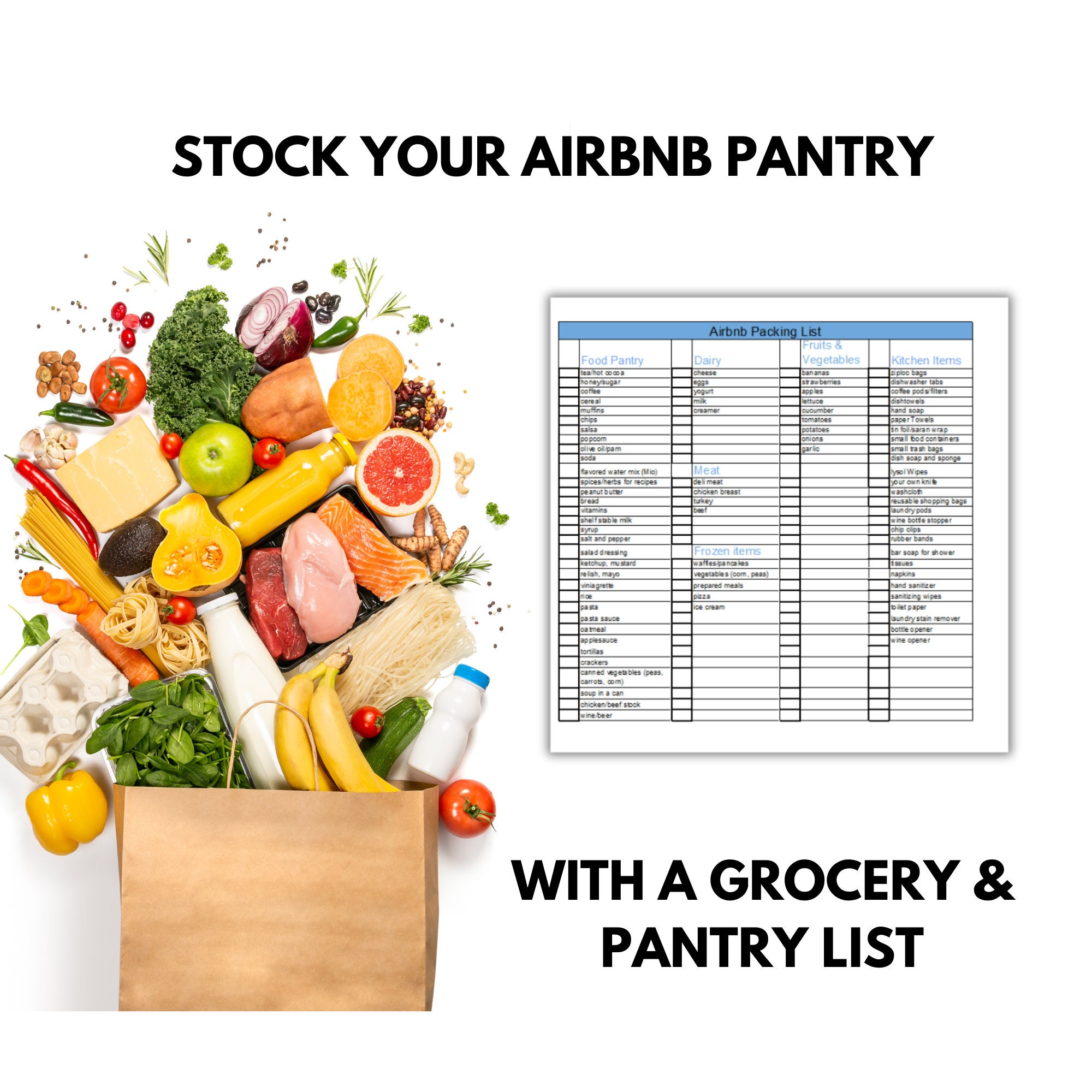 Airbnb Vacation Packing Checklist, Printable Travel Planner, MS Excel ...