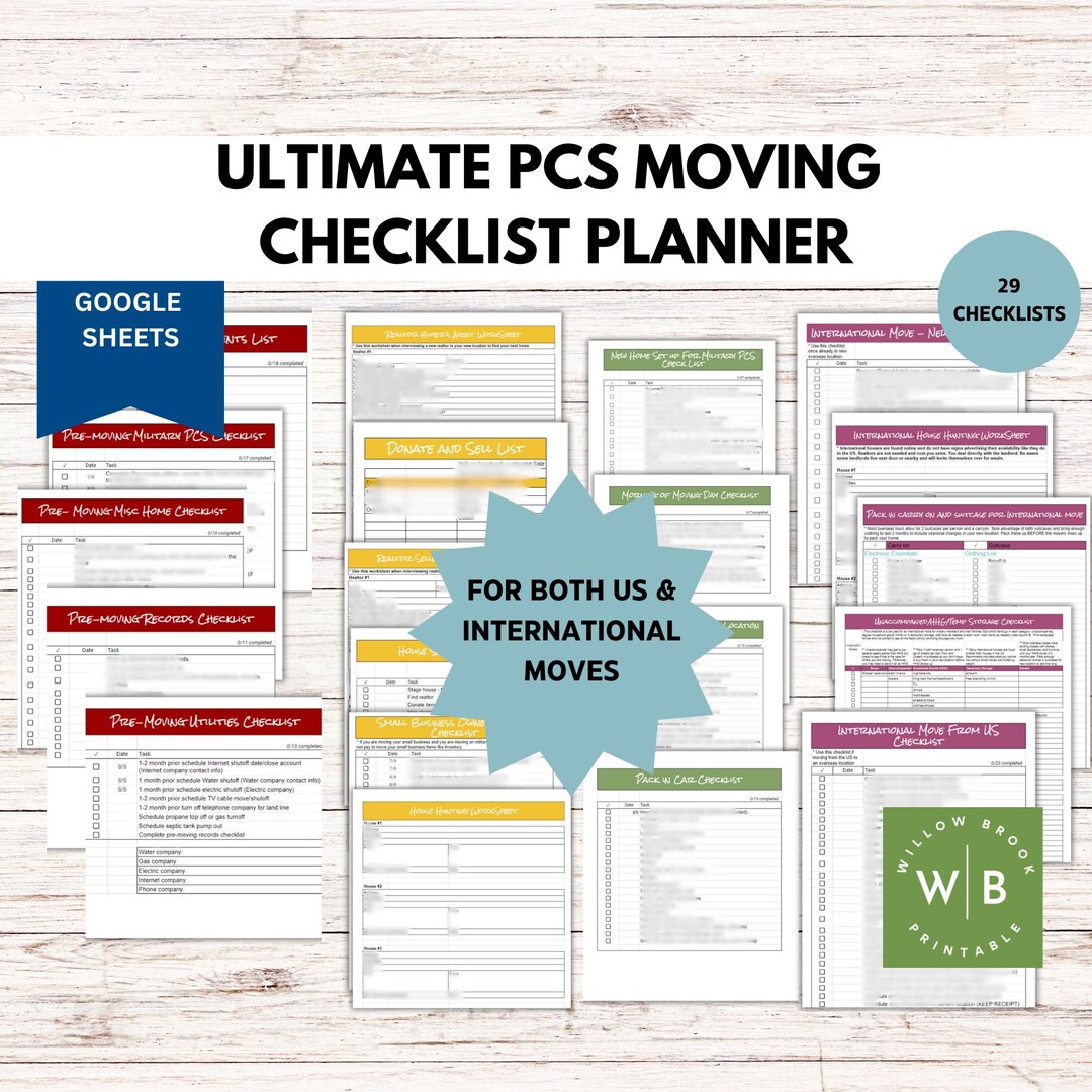 PCS Moving Checklist Binder Printable, CONUS and International Moving ...
