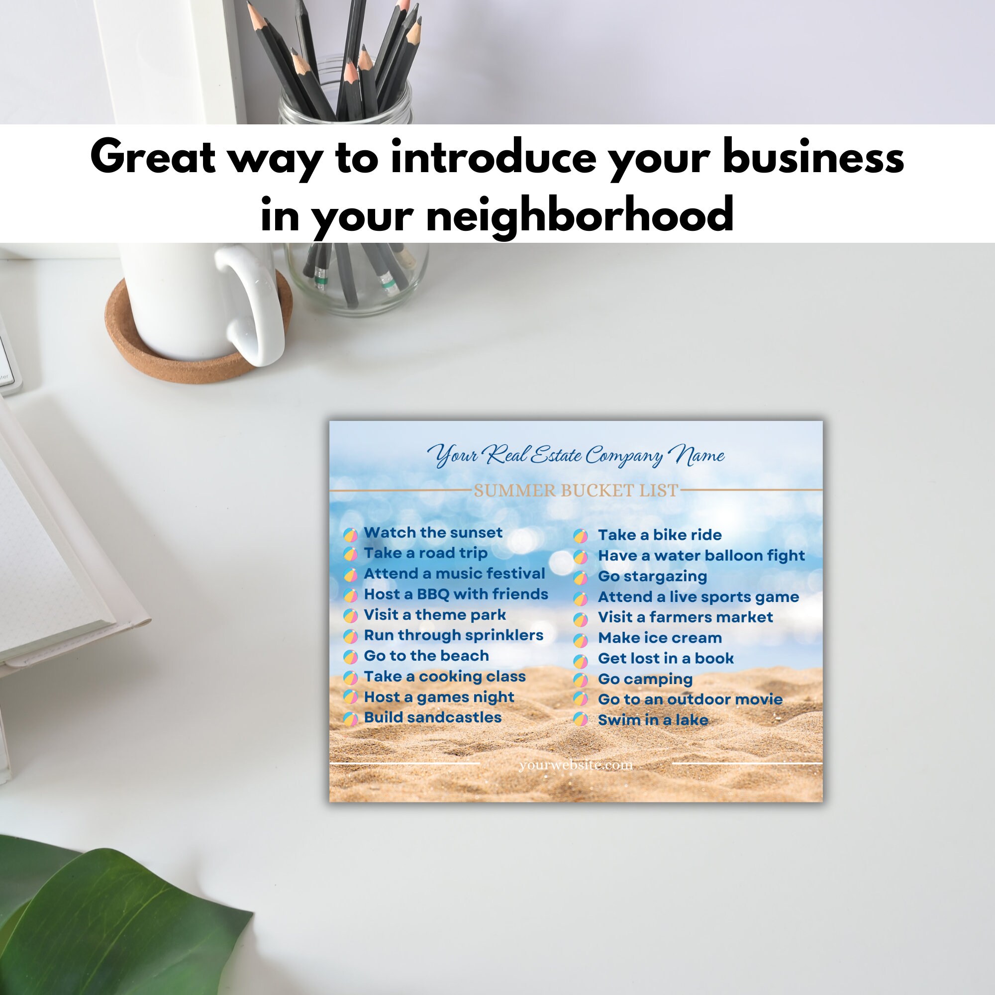 Summer Realtor Marketing Postcard, Real Estate Agent Bucket List Mailer ...
