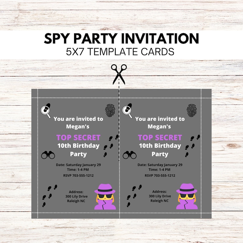 Spy Birthday Party Invitation, Pink Detective, Secret Agent Invite - Etsy