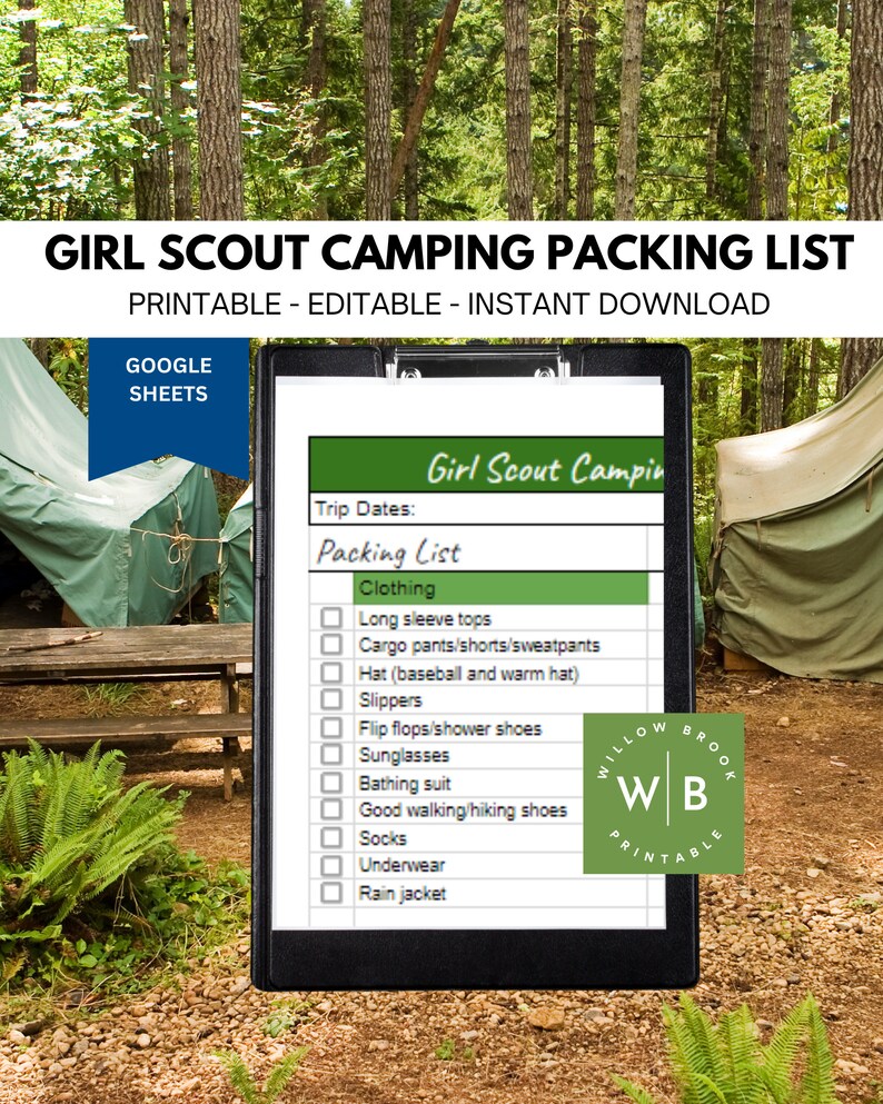 Girl Scout Camping Packing List, Google Sheets To-do Checklist, Packing ...