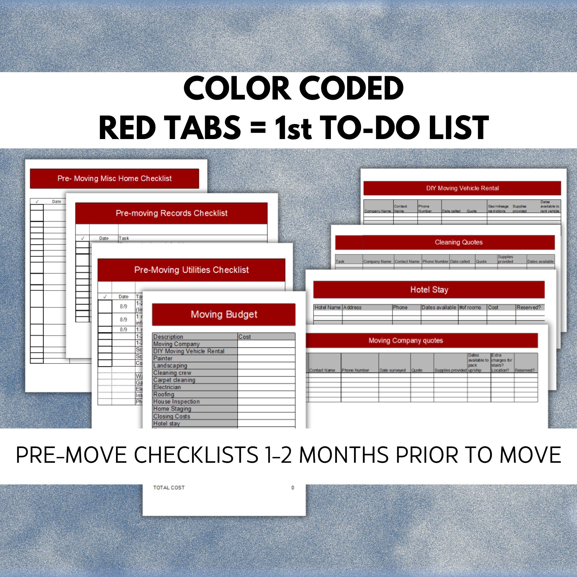 US & International PCS Moving Checklist Planner, MS Excel, Relocation ...