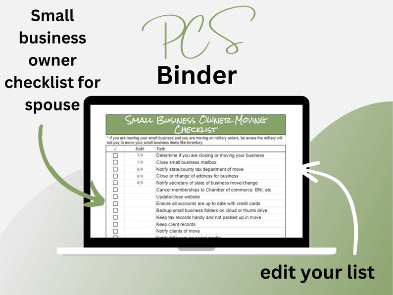 PCS Moving Checklist Binder Printable CONUS and International - Etsy